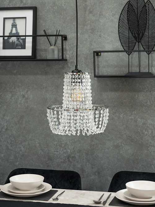 Tegan Jewel Droplet Pendant Shade in Silver | ValueLights