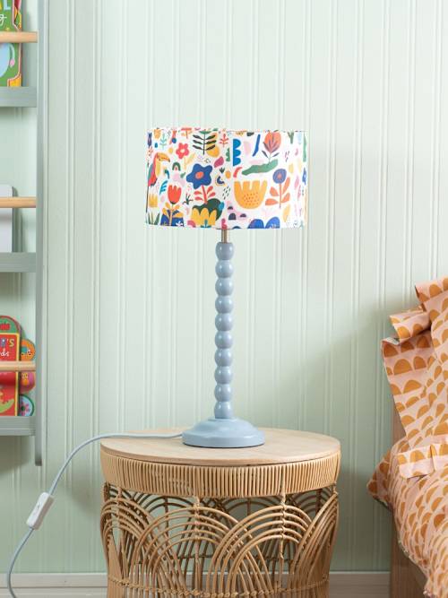 Bobbin Powder Blue Table Lamp and Jungle Shade | ValueLights