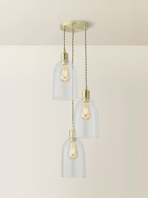 Brushed Gold Cluster Lamp Holder with Glass Dom ValueLights
